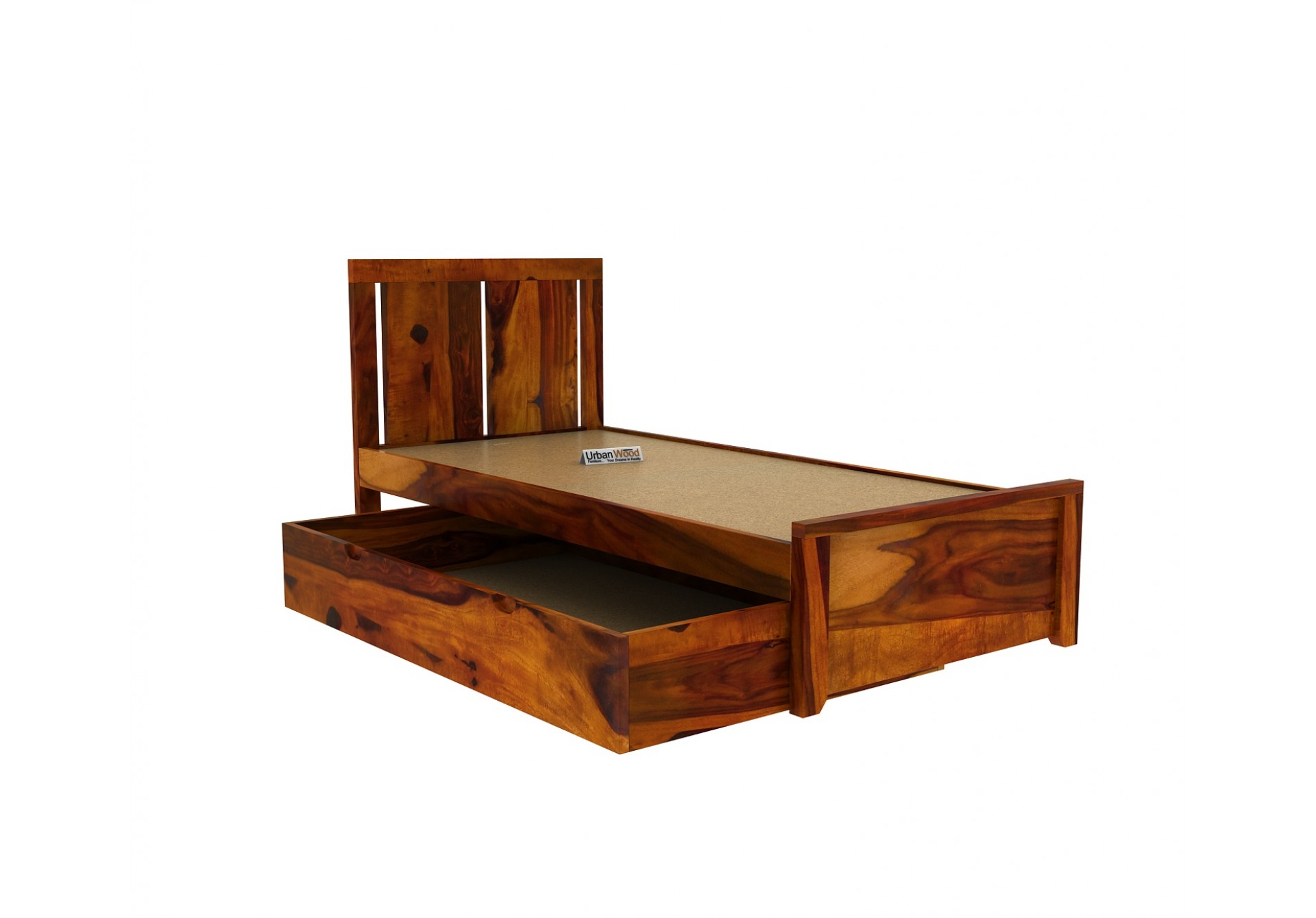 Single Bed: Buy Topaz Single Bed With Storage (Honey Finish) Online ...