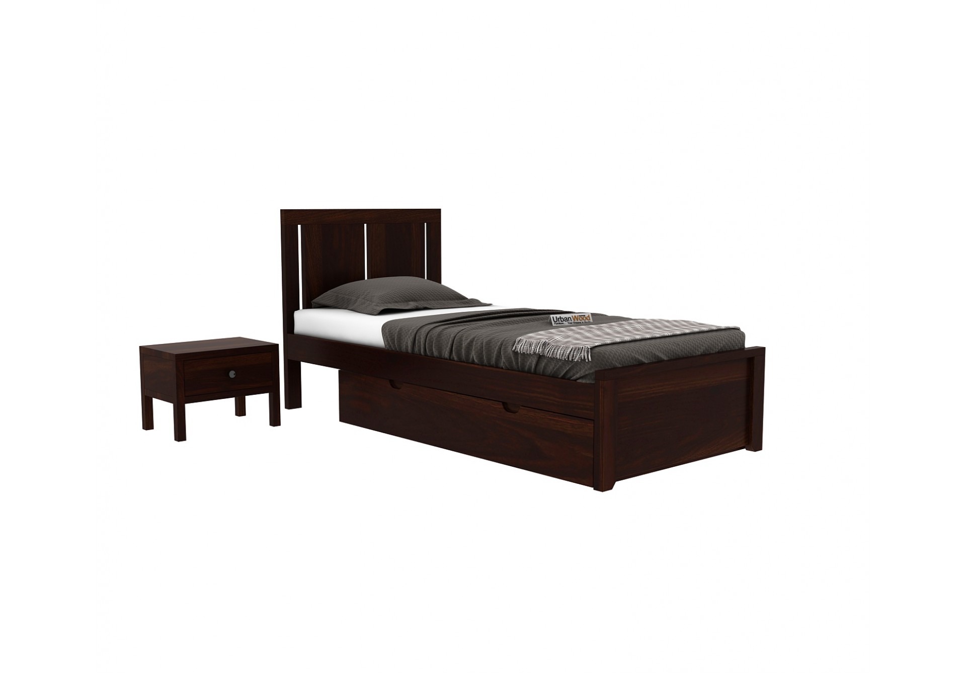 Single Bed: Buy Topaz Single Bed With Storage (Walnut Finish) Online ...