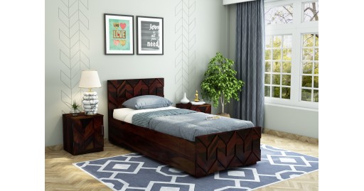 Trace Box Storage Single Bed ( Walnut Finish )