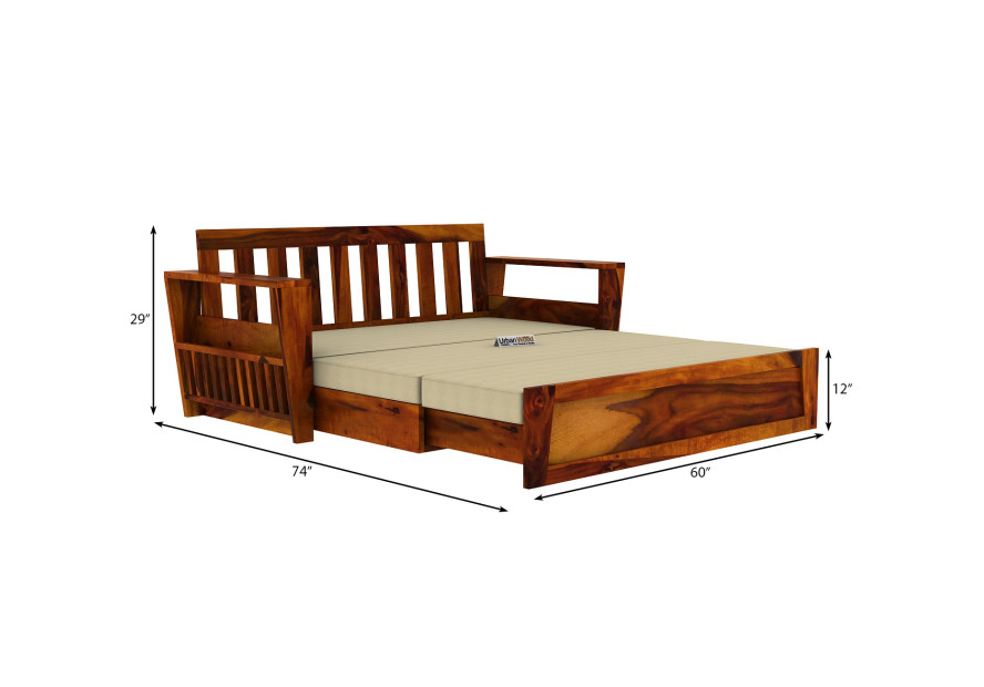 Buy Bedex Sofa Cum Bed King Size (Honey Finish) Online India : Urbanwood